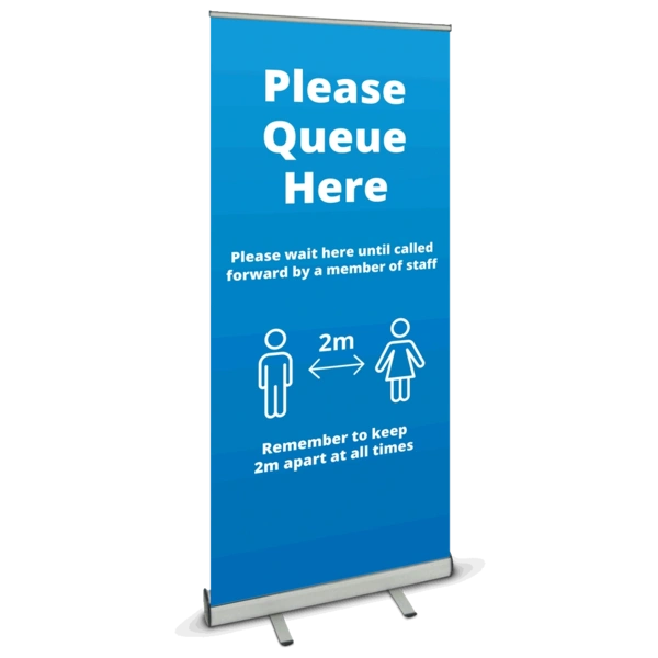 Please Queue Here Roller Banner | Yellowbox Signs And Graphics Limited