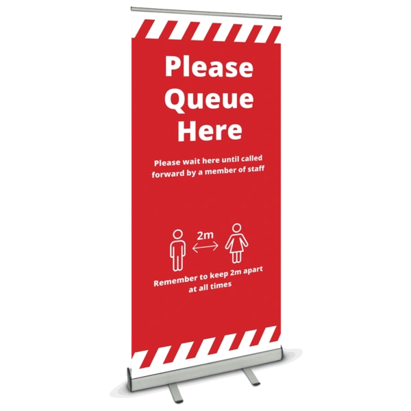 Please Queue Here Roller Banner | Yellowbox Signs And Graphics Limited